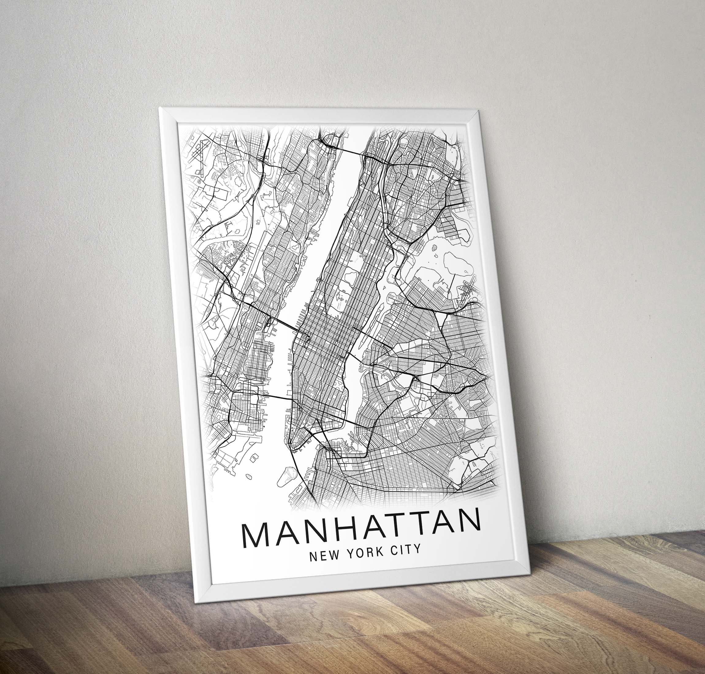Printable Map of Manhattan New York City USA Instant | Etsy