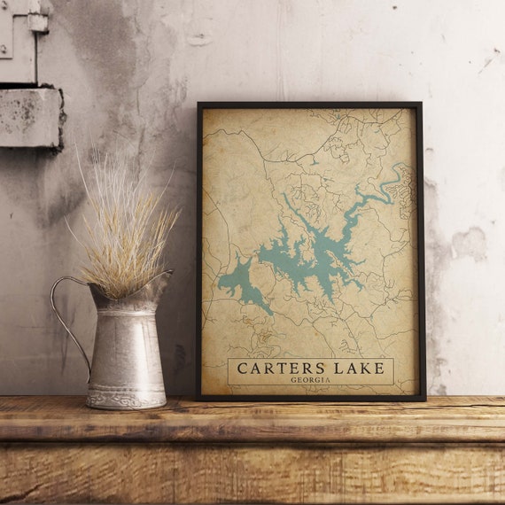 Vintage Style Map of Carters Lake Georgia USA Instant - Etsy