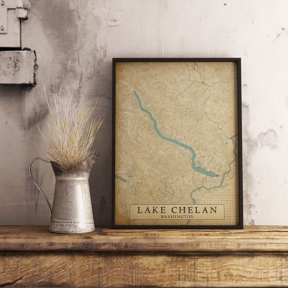 Printable Vintage Style Map of Lake Chelan Washington United | Etsy