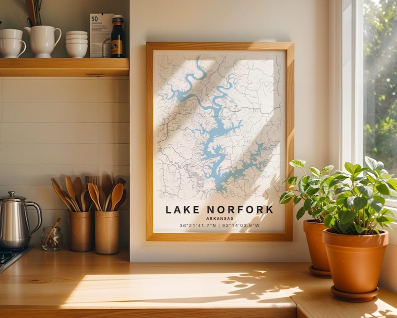 Norfork Lake Map Poster, Printable Arkansas Lake Decor (instant ...