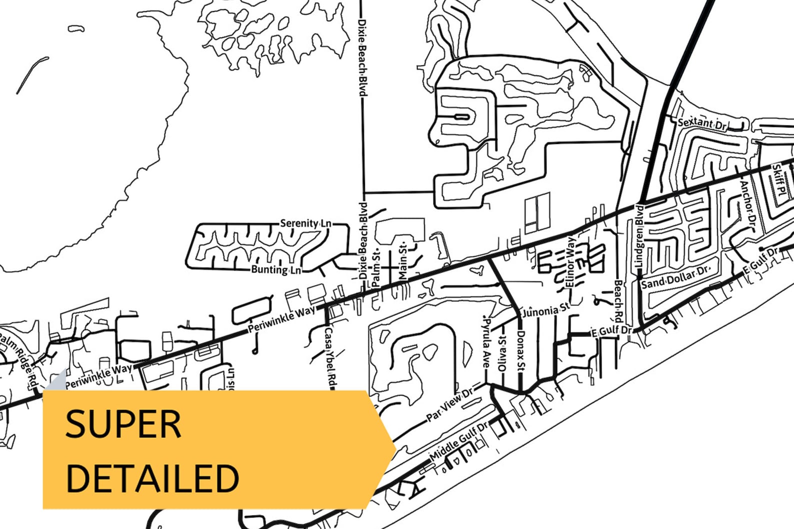 Printable Map of Sanibel, Sanibel Island Florida, USA With Street Names ...