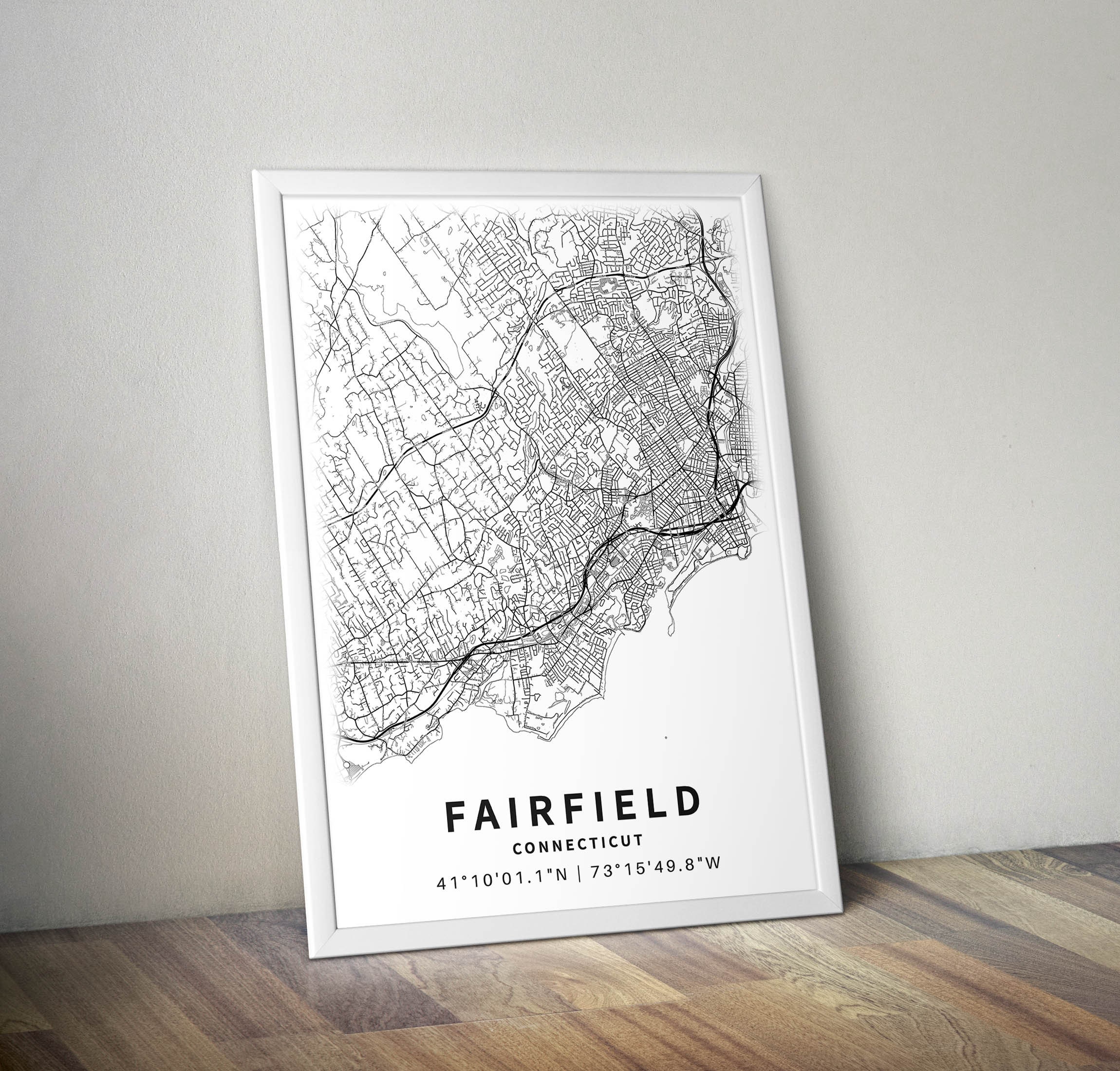 Printable Map of Fairfield Connecticut CT United States With - Etsy