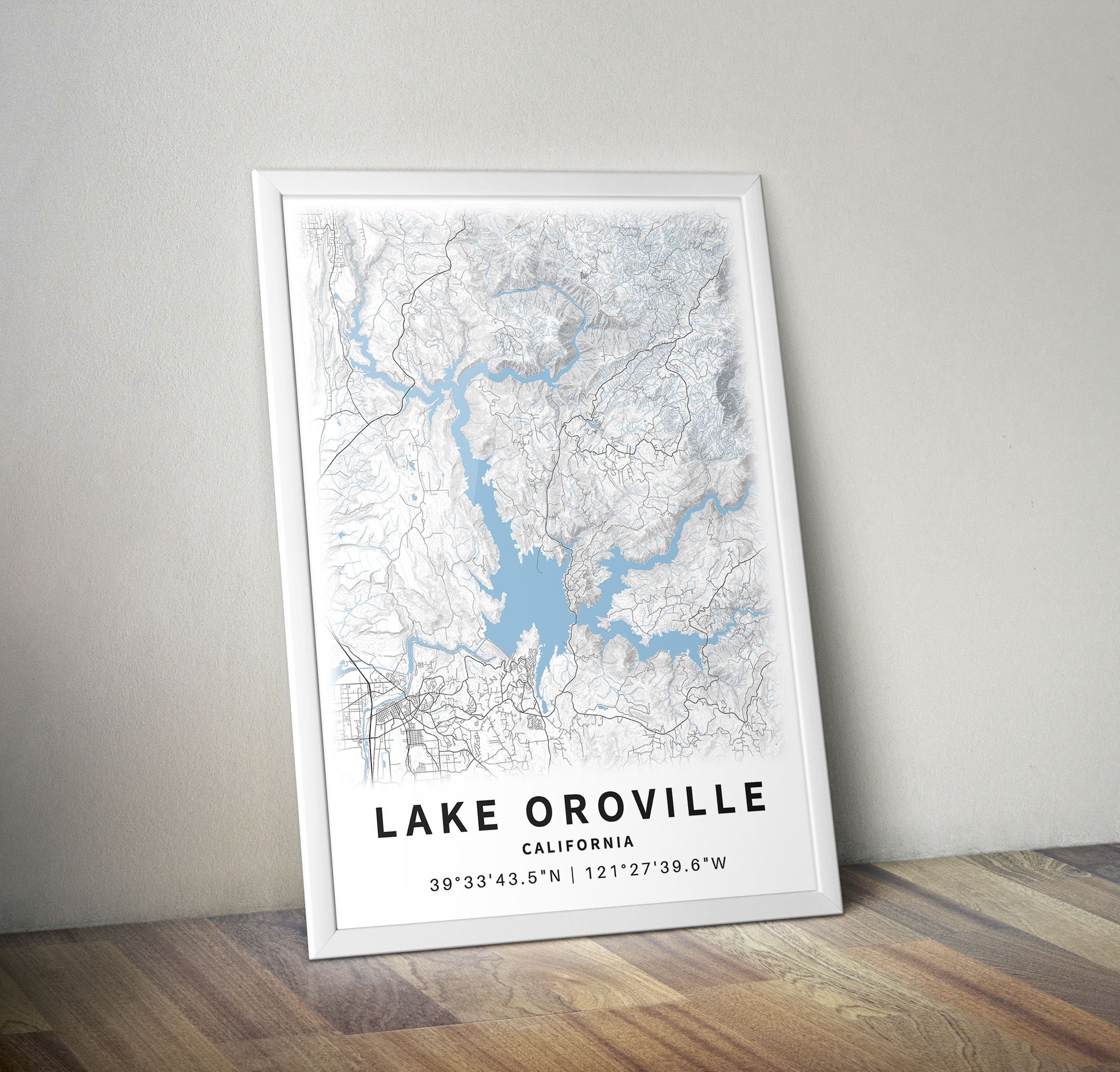 Printable Map of Lake Oroville, California, US - Instant Download ...