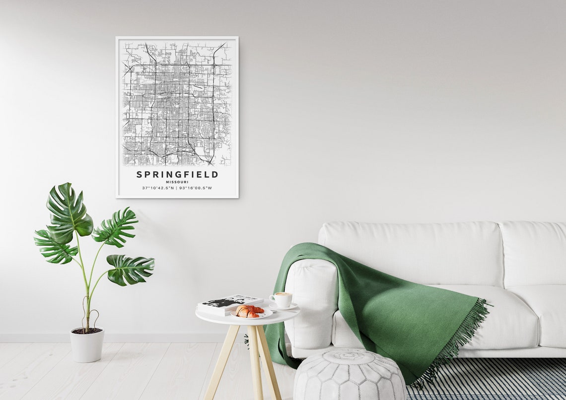 Printable Map of Springfield, Missouri, USA With Street Names - Instant ...