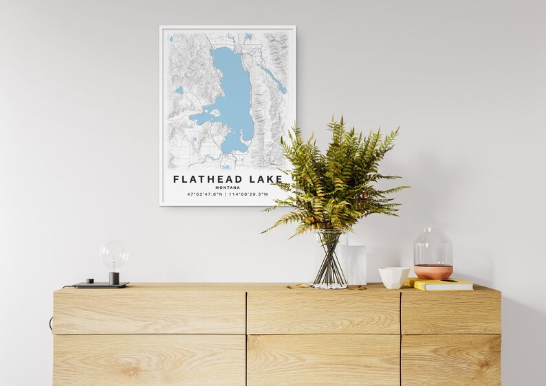 Printable Map of Flathead Lake Montana United States - Etsy