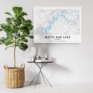 Printable Map of Watts Bar Lake, Tennessee, US - Instant Download ...