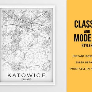 Printable Map of Katowice Poland Instant Download City - Etsy