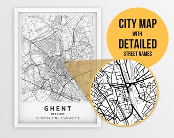 Gent map poster - Etsy Nederland