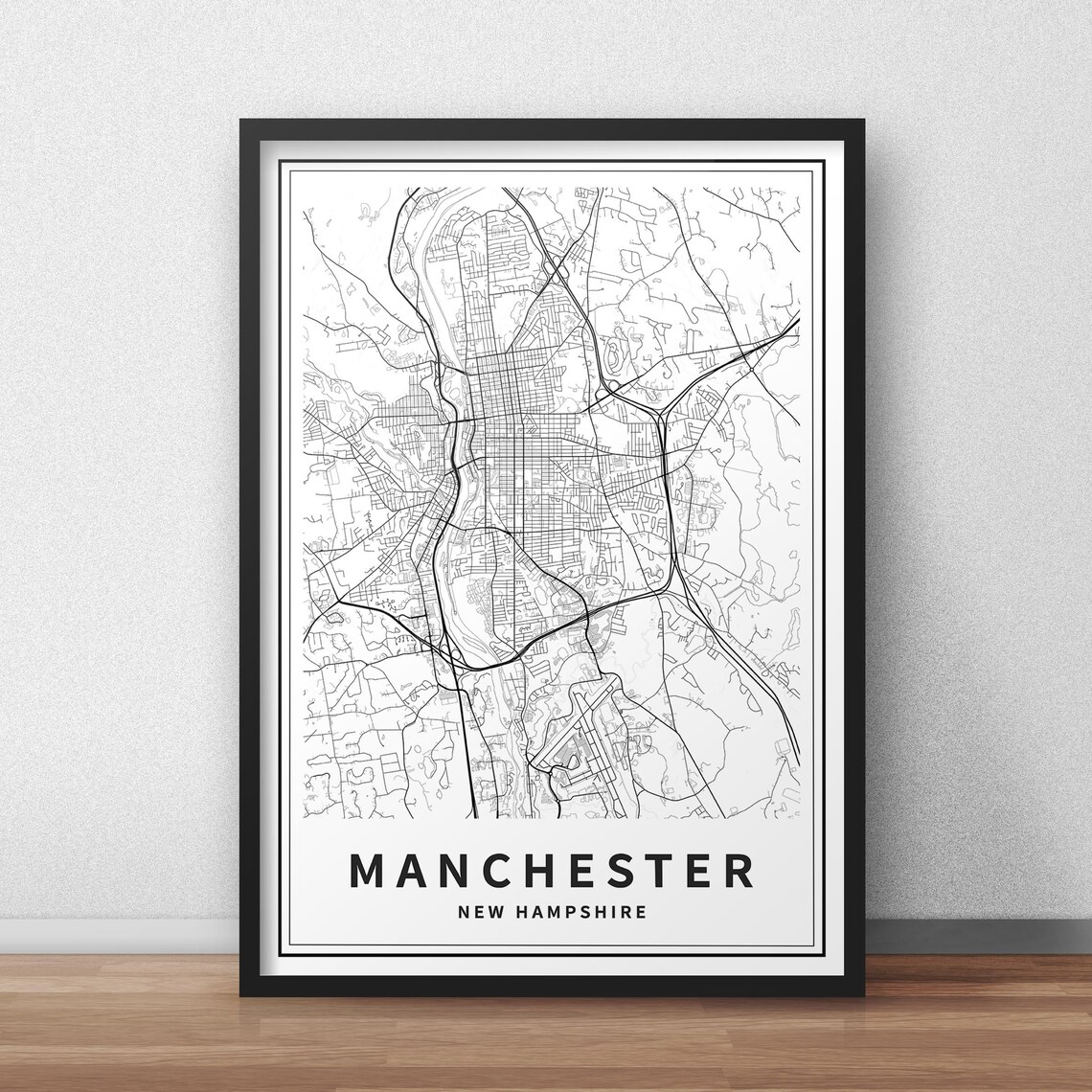 Manchester NH map print New Hampshire USA city map Instant | Etsy