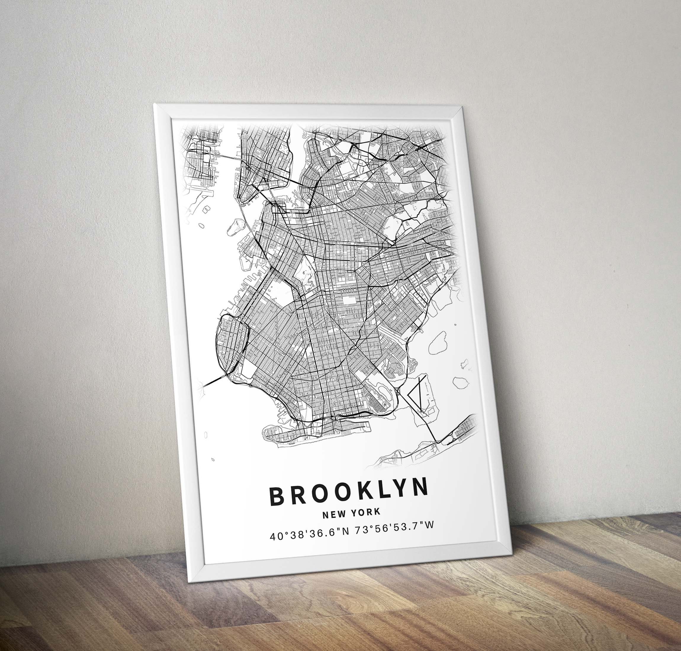 Printable Map of Brooklyn New York City NY United States - Etsy
