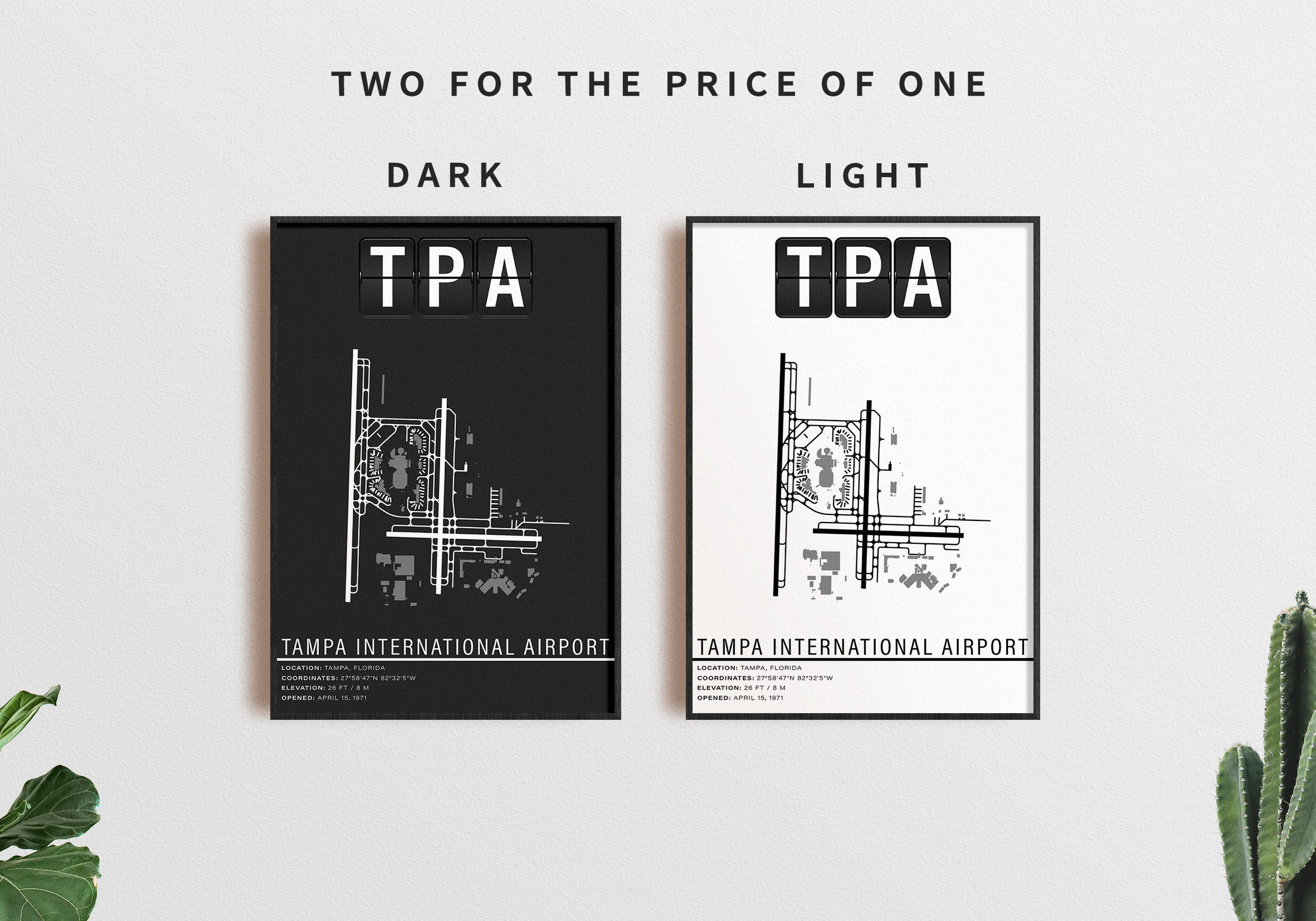 Tampa International Airport Poster, TPA Airport Runway Map, Florida ...