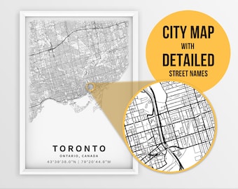 Printable Map of Toronto Canada Instant Download City Map | Etsy