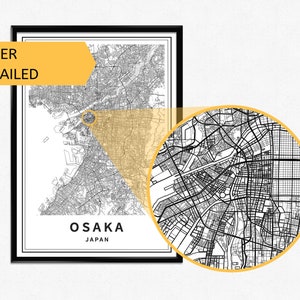 Printable Map of Osaka, Japan Instant Download City Map Wall Art - Etsy