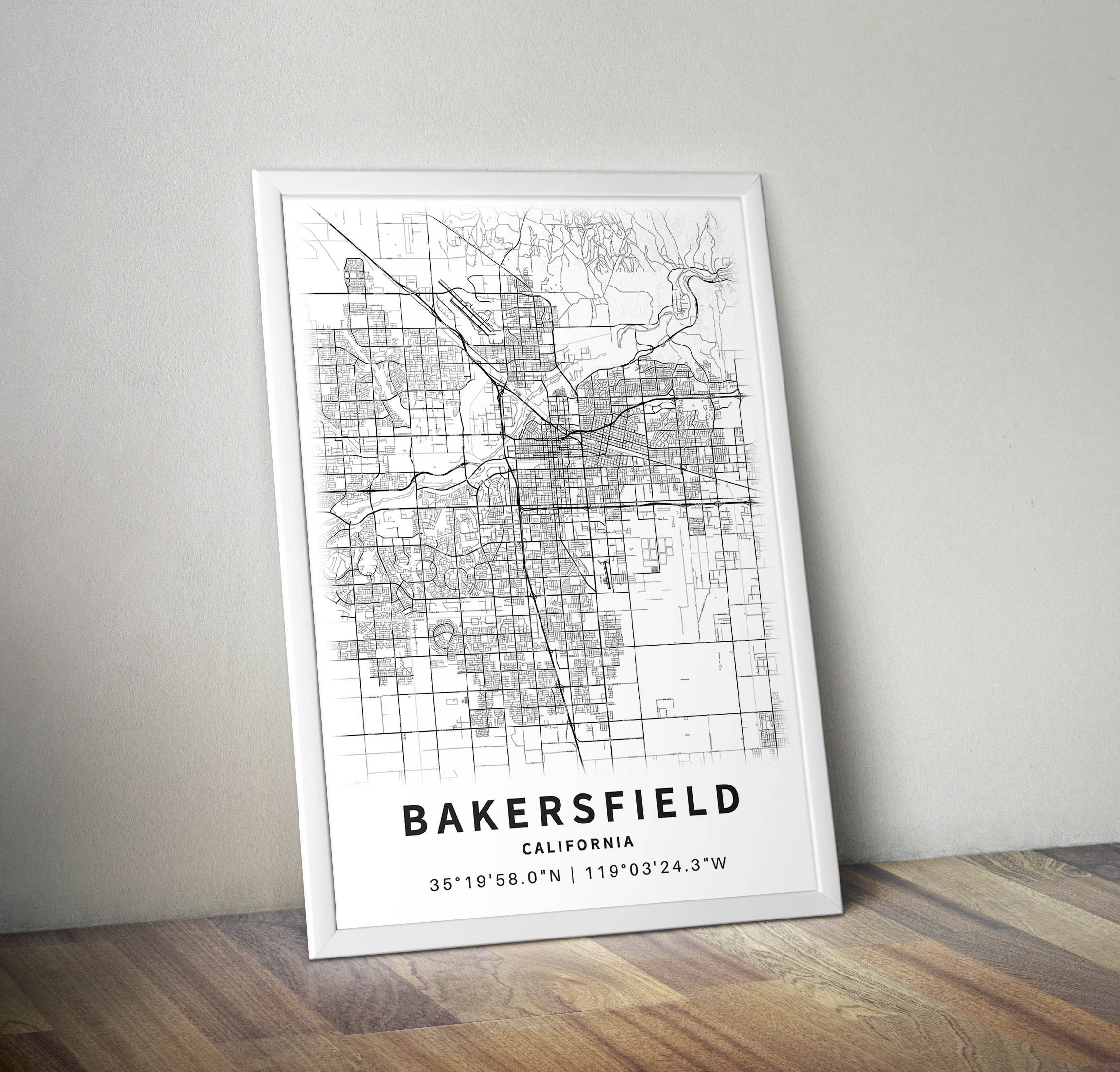 Printable Map of Bakersfield California CA United States - Etsy