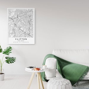 Clifton New Jersey Map With Street Names, Printable Clifton City Poster ...