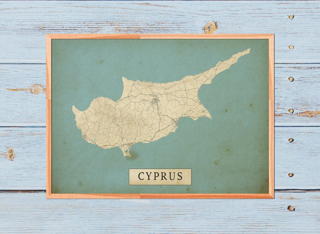 Vintage Style Map of Cyprus Instant Download Street Map - Etsy