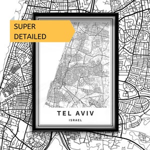 Printable Map of Tel Aviv, Israel Instant Download City Map Wall Art - Etsy