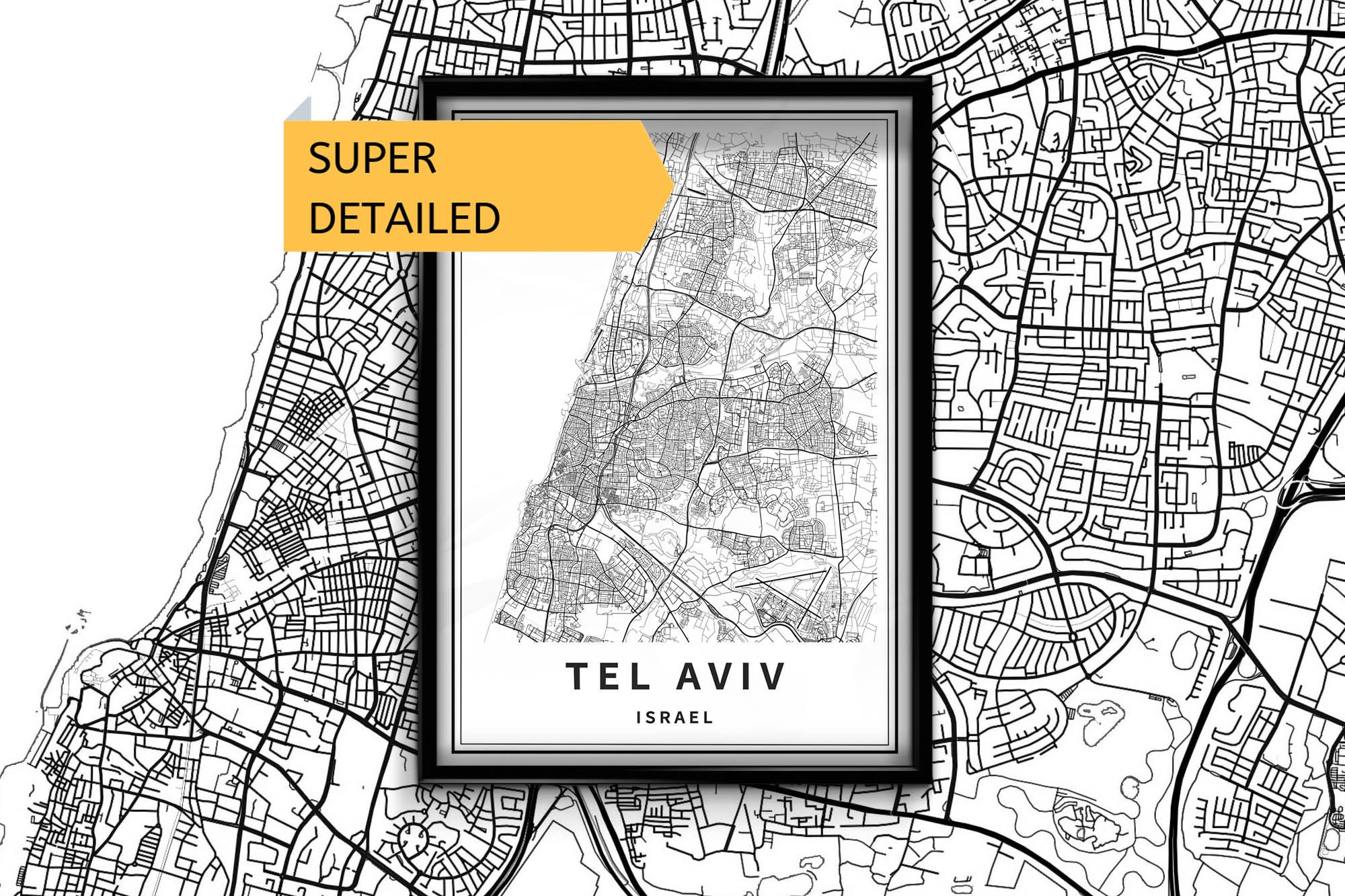 Printable Map of Tel Aviv Israel Instant Download City | Etsy