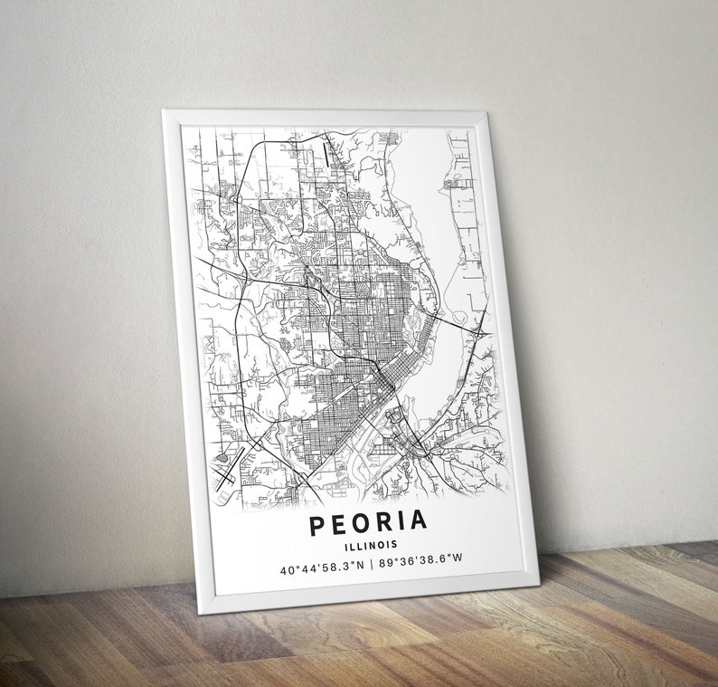 Printable Map of Peoria, Illinois, USA With Street Names - Instant ...