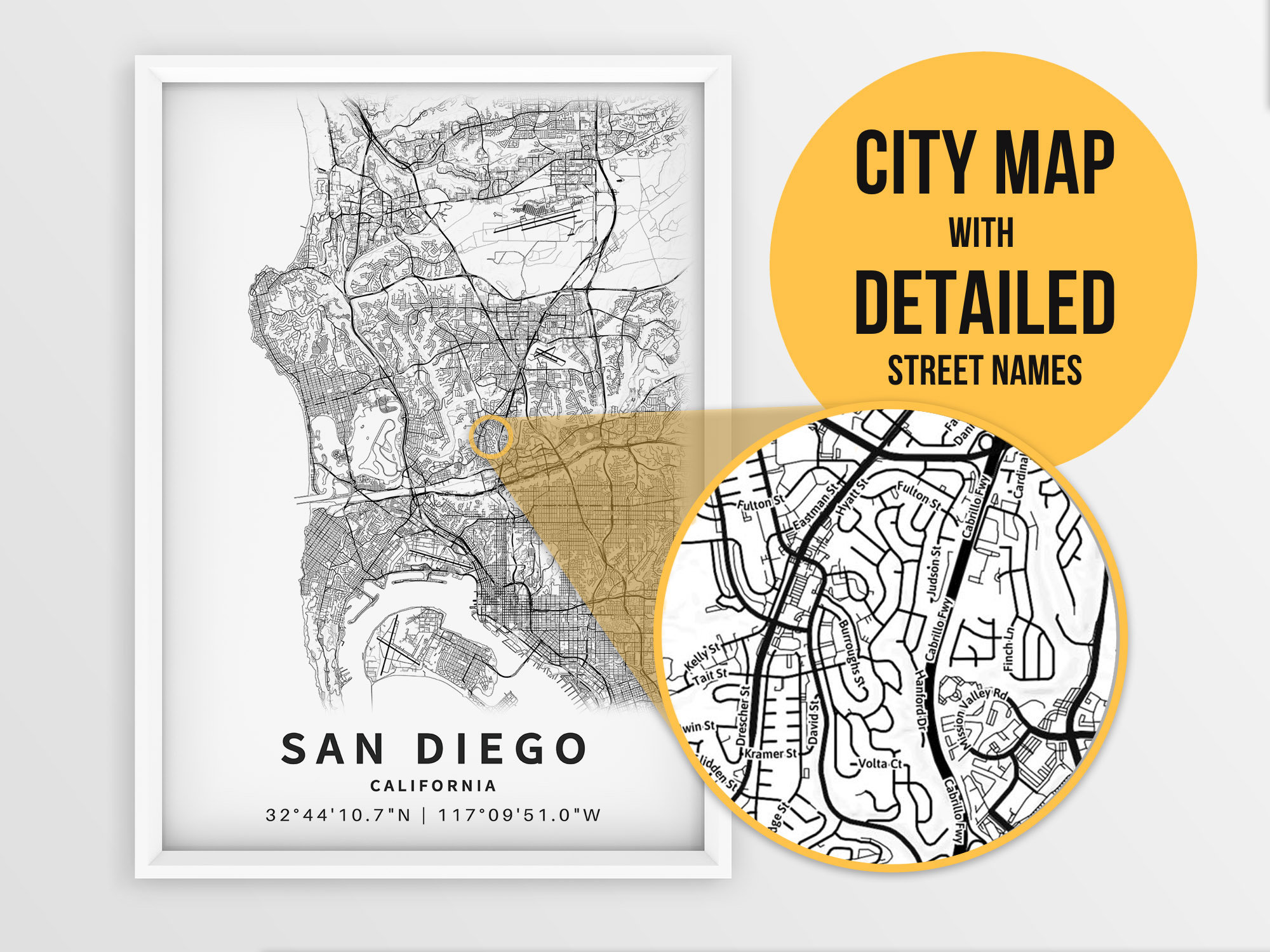 Printable Map Of San Diego California USA With Street Names Etsy printable-map-of-san-diego-california-usa-with-street-names-etsy