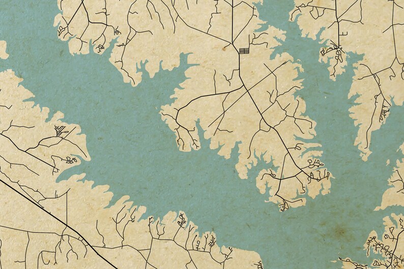 Vintage Style Map of Sam Rayburn Reservoir Texas USA Instant - Etsy