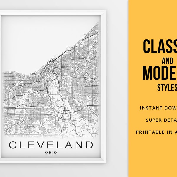 Map of Cleveland - Etsy