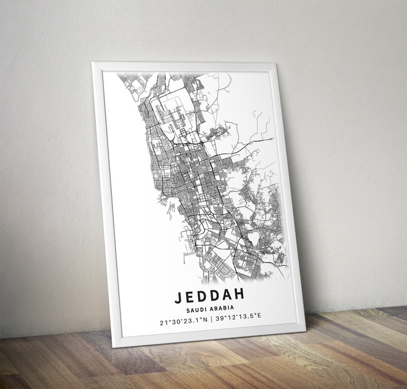 Printable Map of Jeddah, Saudi Arabia With Street Names - Instant ...