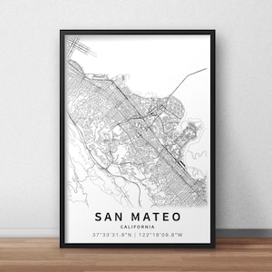 Printable Map of San Mateo, California, USA With Street Names - Instant ...