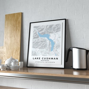 Printable Map of Lake Cushman, Washington, US - Instant Download \ Lake ...