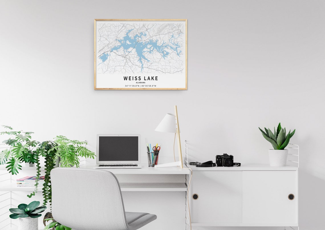 Printable Map of Weiss Lake Alabama United States Instant | Etsy