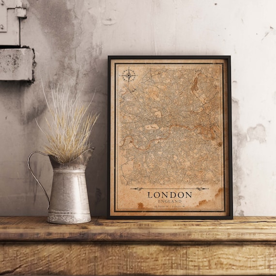 Vintage Style Map of London England Instant Download City - Etsy