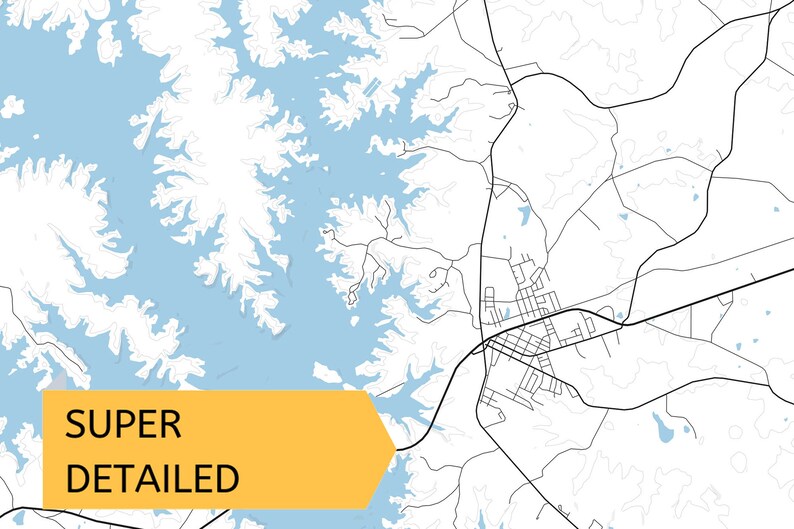 Printable Map of Lake Russell, Georgia and South Carolina - Instant ...
