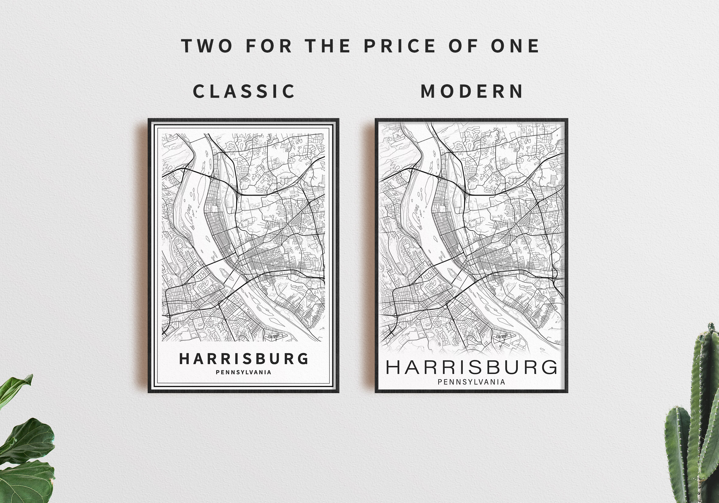 Printable Map of Harrisburg Pennsylvania PA United States - Etsy