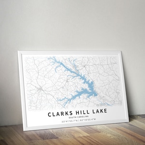 Printable Map of Clarks Hill Lake, Georgia and South Carolina, US ...