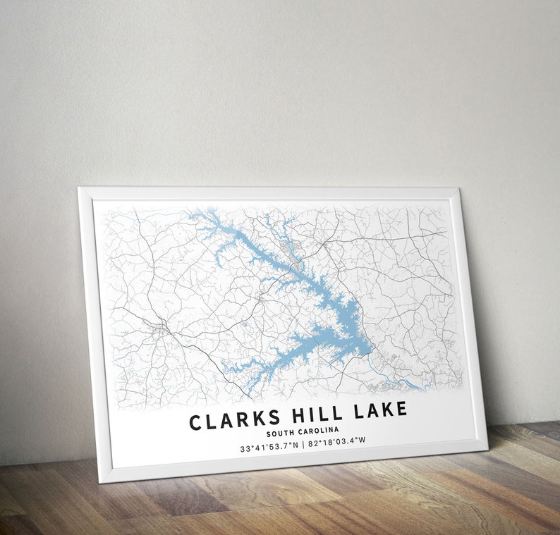 Printable Map of Clarks Hill Lake Georgia and South Carolina - Etsy
