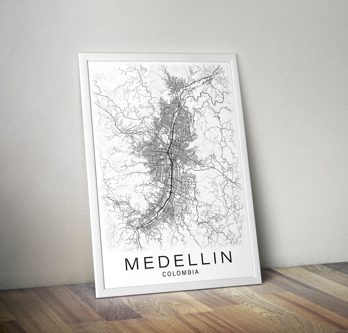 Printable Map of Medellin Colombia Instant Download City | Etsy