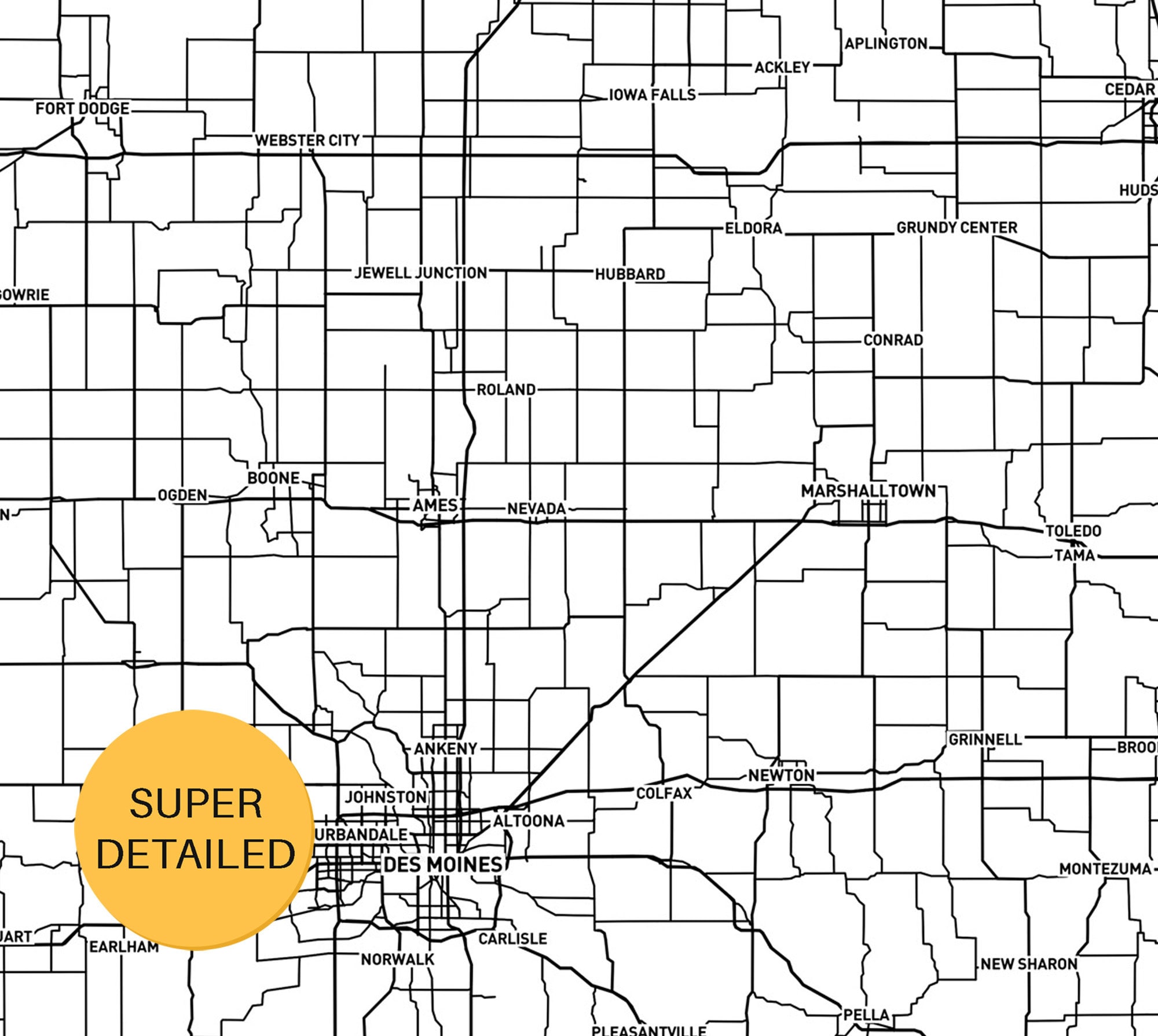 Large Detailed Roads And Highways Map Of Iowa State With All Cities