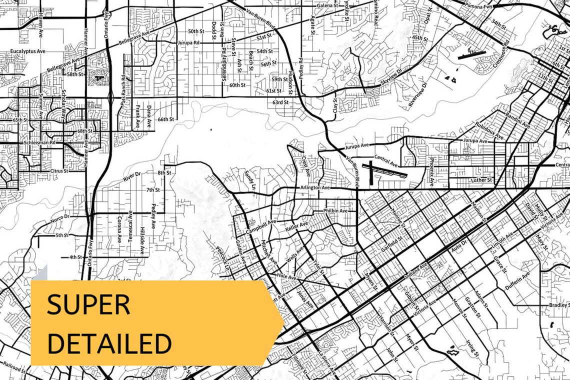 Printable Map of Inland Empire, California, USA With Street Names ...