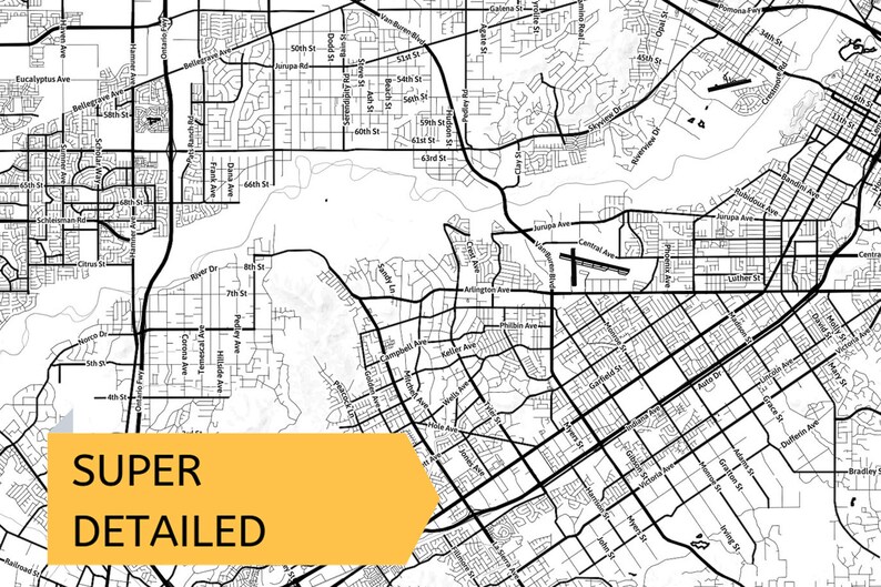 Printable Map of Inland Empire, California, USA With Street Names ...