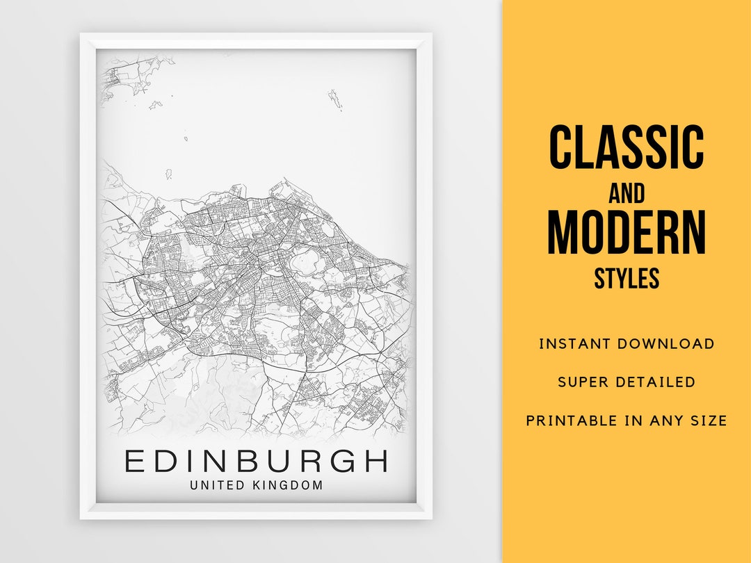 Edinburgh Scotland Map Print United Kingdom City Map - Etsy
