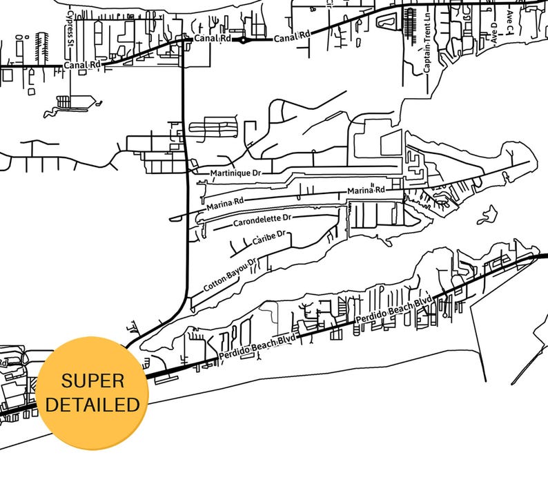 Printable Map of Orange Beach, Alabama, USA With Street Names - Instant ...
