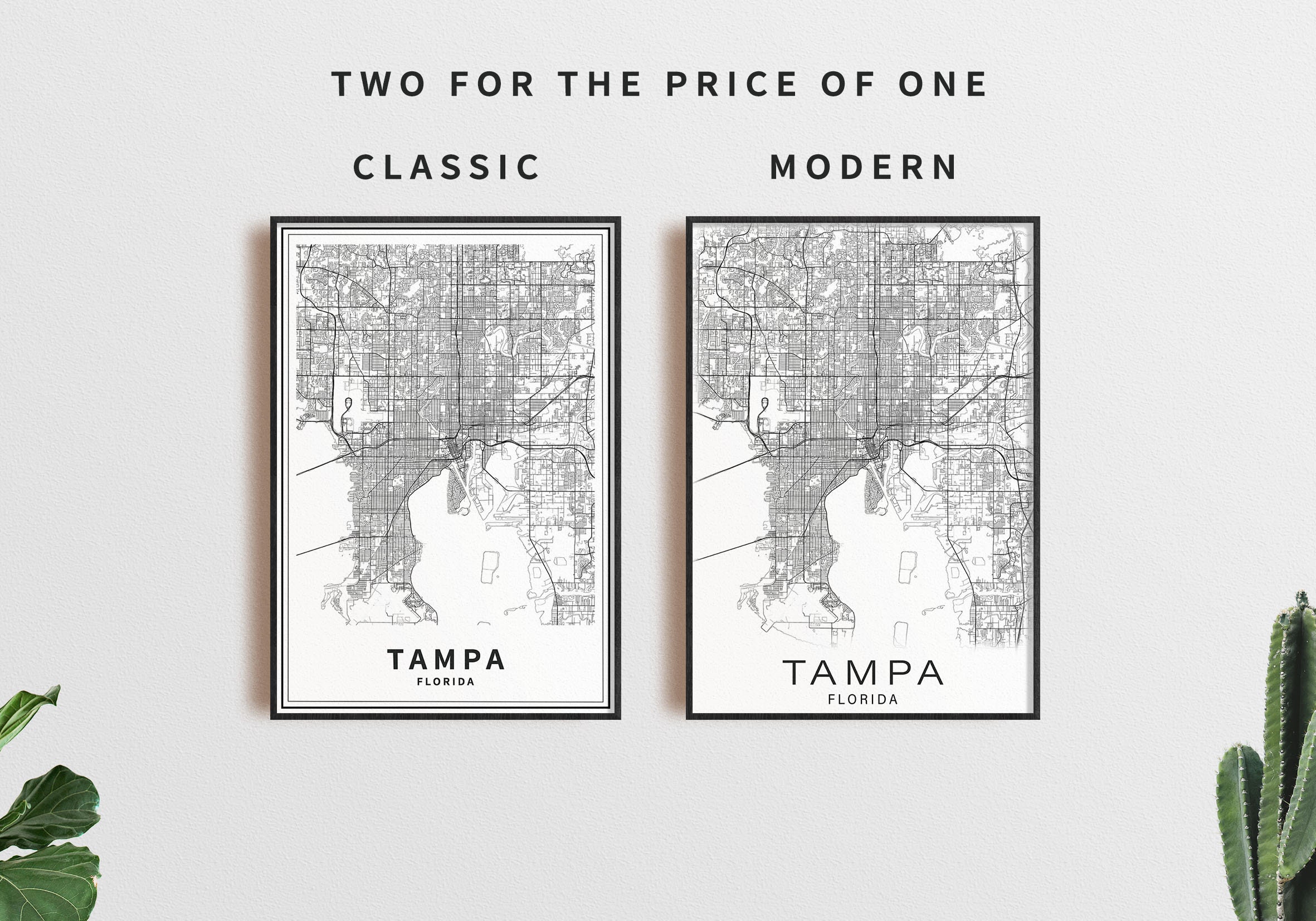 Printable Map of Tampa Florida FL USA United States | Etsy