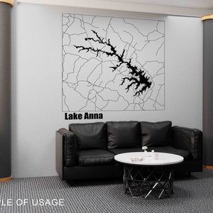 Layered Map of Lake Anna, Virginia With Roads, Vector File - SVG \ PDF ...