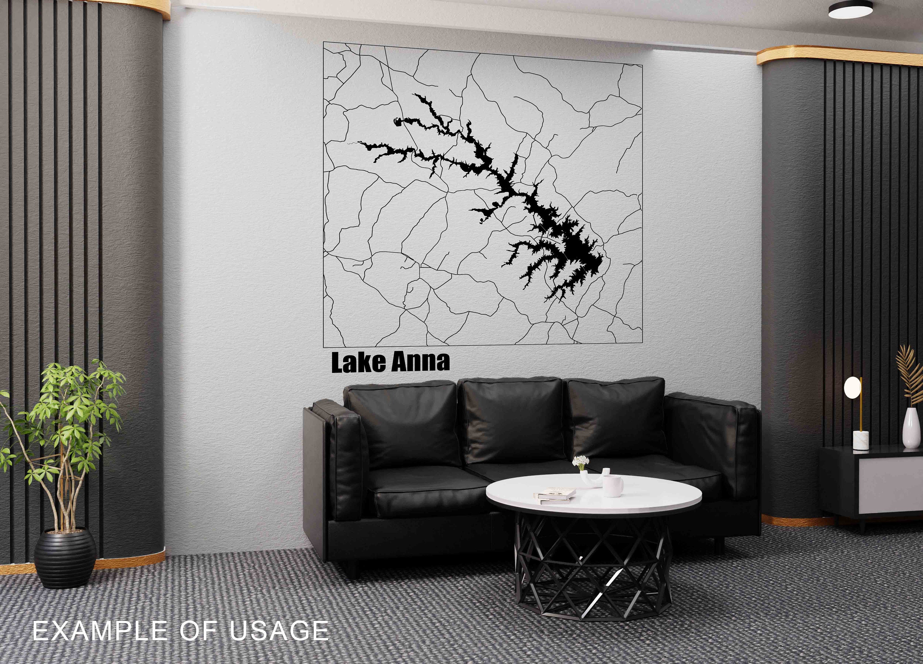 Layered Map of Lake Anna, Virginia With Roads, Vector File - SVG \ PDF ...