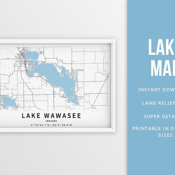 Lake Wawasee Map - Etsy