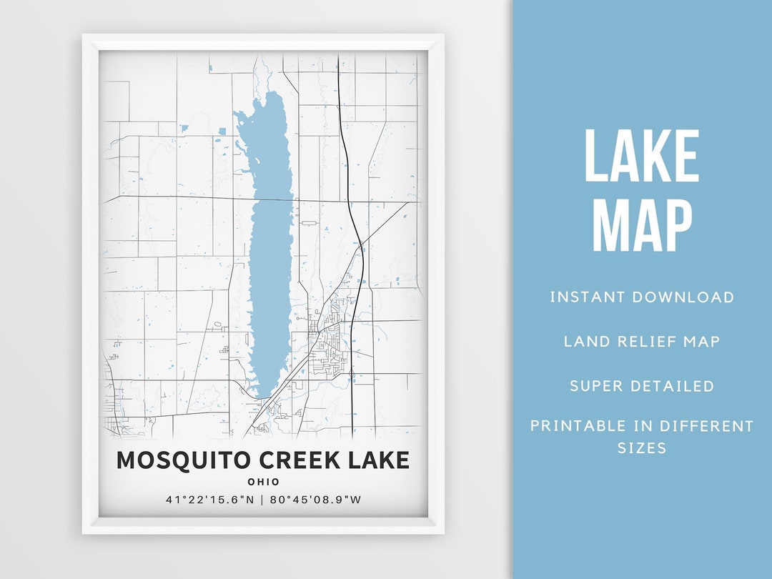 Printable Map of Mosquito Creek Lake Ohio United States - Etsy