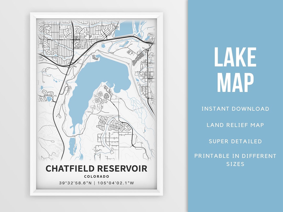 Printable Map of Chatfield Reservoir South Platte River - Etsy