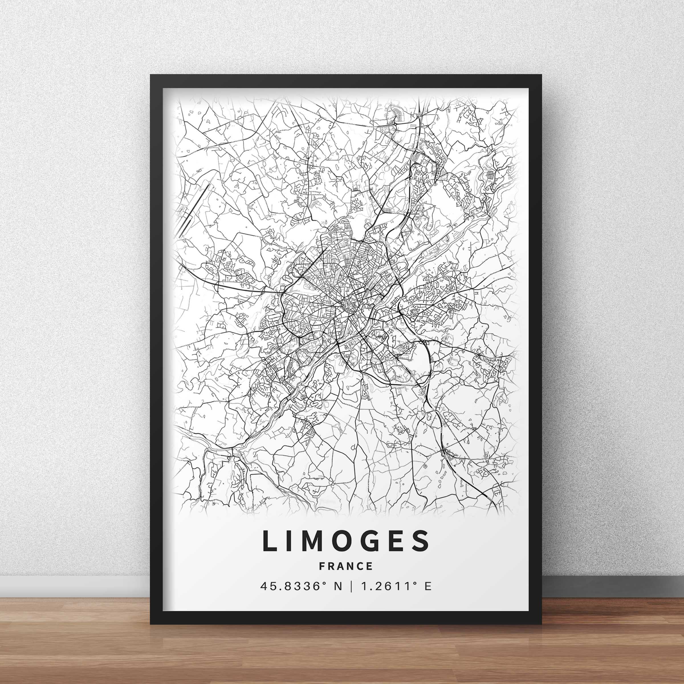 Printable Map of Limoges France With Street Names Limòtges - Etsy