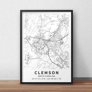 Printable Map of Clemson, South Carolina, USA With Street Names ...