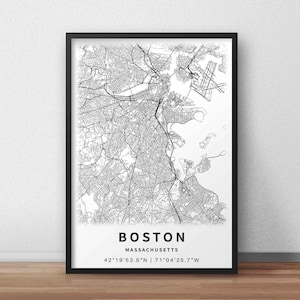 Printable Map of Boston, Massachusetts, USA With Street Names Instant ...